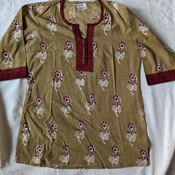 Guljari | Tops | Indian Cotton Topkurti With Bead Work | Poshmark